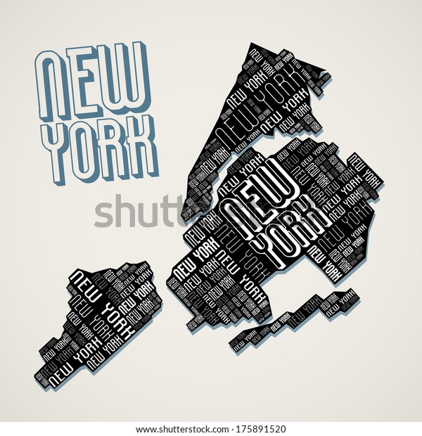 Abstract New York City Map from Letters EPS10 vector map concept for ...