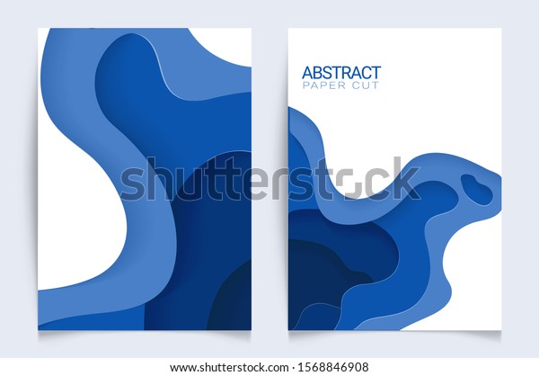 Abstract Ocean Blue Paper Cut Style: vector de stock (libre de regalías ...