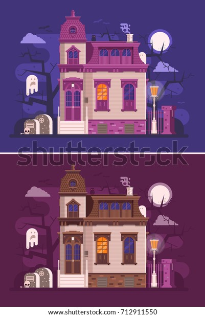 Abstract Old Haunted House Scene Victorian Stock Vector (Royalty Free ...