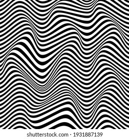 Abstract Monochrome Wavy Line Optical Illusion Stock Vector (Royalty ...