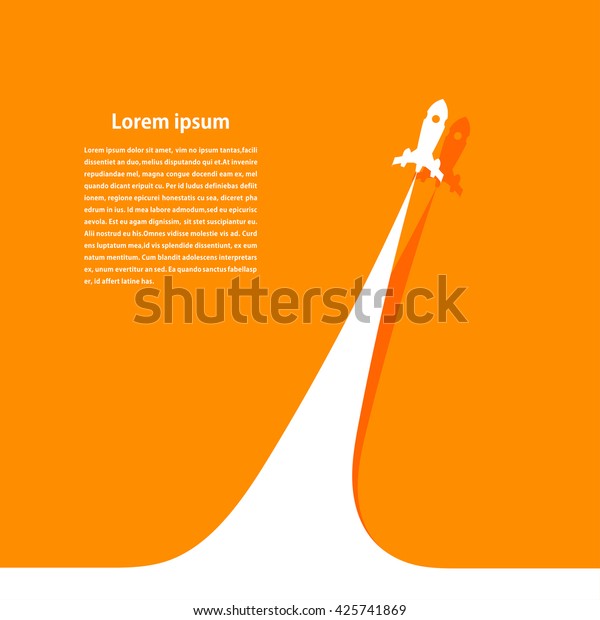 Abstract Orange Background Rocket Illustration Launch Stock Vector ...