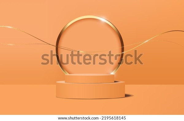 Abstract Orange Color 3d Room Realistic Stock Vector (Royalty Free ...