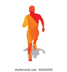 Abstract Orange Running Man Runner Polygonal Stock Vector (Royalty Free ...