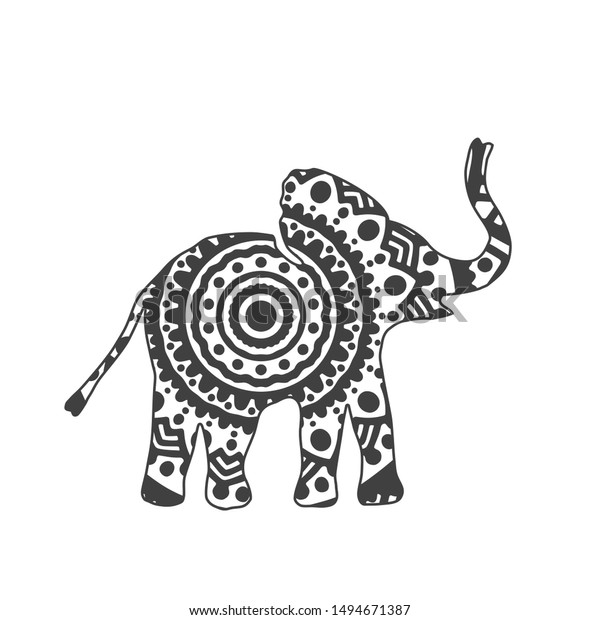 Abstract Ornamental Elephant Shape Vector Animal Stock Vector (Royalty ...