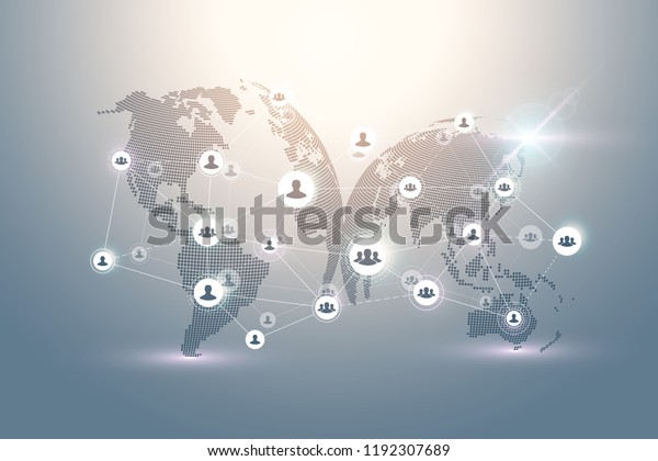 Abstract People Connection Technology Concept Dotted Stock Vector ...