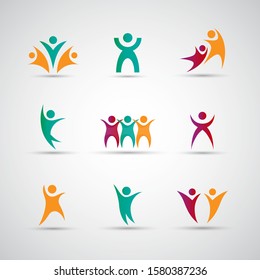 Colorful Social Logo People Action Icons Stock Vector (Royalty Free ...
