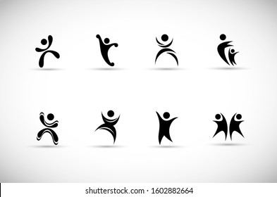 Abstract People Logo Set Human Figure Stock Vector (Royalty Free ...