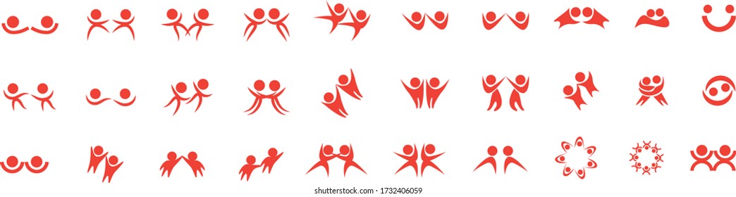 Abstract People Logo Set Human Figure Stock Vector (Royalty Free ...