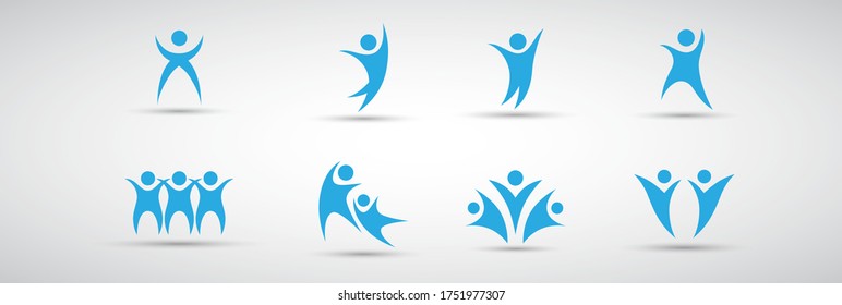 Abstract People Logo Set Human Figure Stock Vector (Royalty Free ...