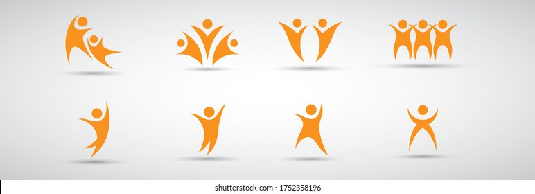 Abstract People Logo Set Human Figure Stock Vector (Royalty Free ...