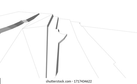 Abstract Perspective Landscape 3d Render Architectural Stock Vector ...