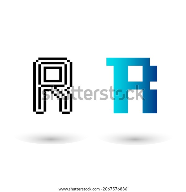 Abstract Pixel Letter R Graphic Design Stock Vector (Royalty Free ...