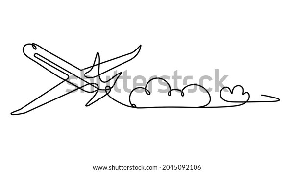 Abstract Plane Clouds Line Drawing On Stock Vector (Royalty Free ...
