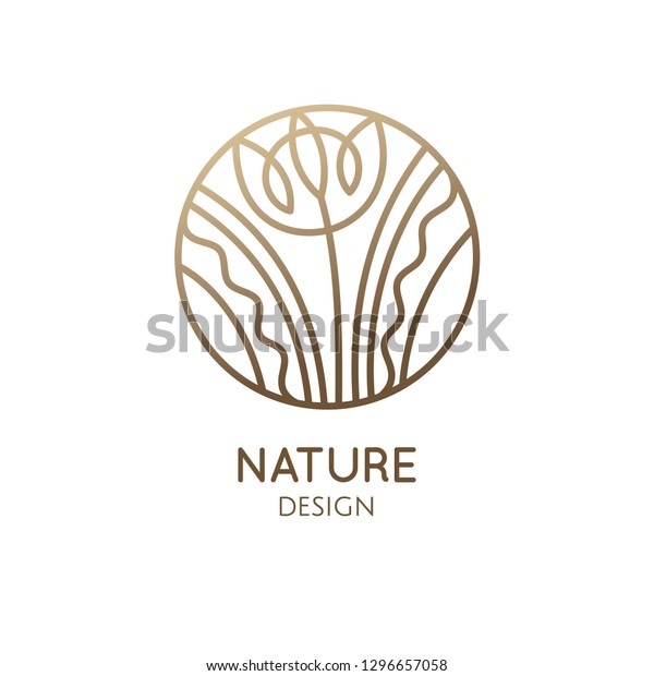 Abstract Plant Logo Round Emblem Flower Stock Vector (Royalty Free ...