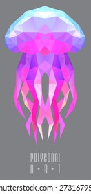 Abstract Polygonal Jellyfish Low Poly Illustration: vector de stock ...