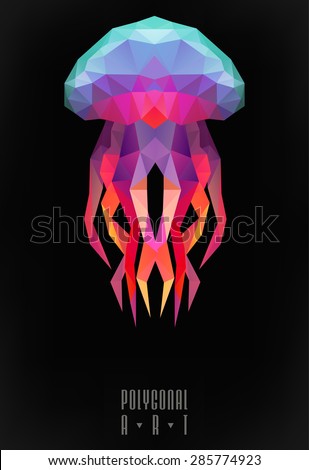 Abstract Polygonal Jellyfish Low Poly Illustration Stock Vector ...