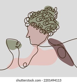Abstract Portrait One Line Art Wall Stock Vector (Royalty Free ...