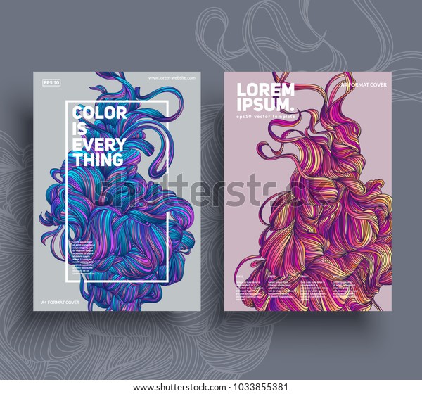 Abstract Poster Templates Colorful Threads Composition Stock Vector ...