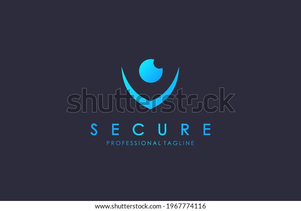 Abstract Protection Logo Blue Shield Linear Stock Vector (Royalty Free ...