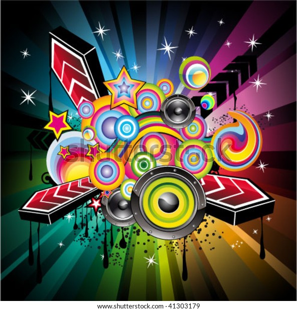 Abstract Rainbow Disco Music Background Event Stock Vector (Royalty ...