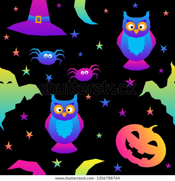 Abstract Rainbow Happy Halloween Seamless Background Stock Vector ...