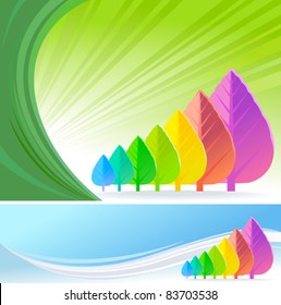 Abstract Rainbow Leaf Trees Vector Background Stock Vector (Royalty ...