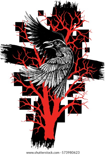 Abstract Raven Black Grunge Background Ornament Stock Vector (Royalty ...