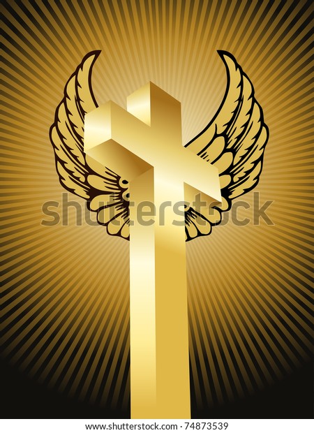 Abstract Rays Background Wing Golden Cross Stock Vector (Royalty Free ...