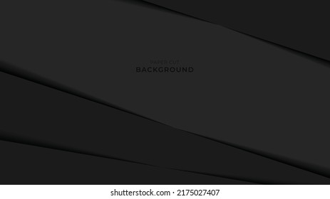 Abstract Realistic Black Background Papercut Effect Stock Vector ...