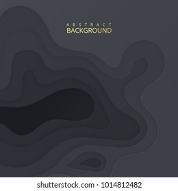 Realistic Black Paper Cut Background Abstract Stock Vector (Royalty ...