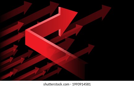 Abstract Red Arrow Direction On Black Stock Vector (Royalty Free ...
