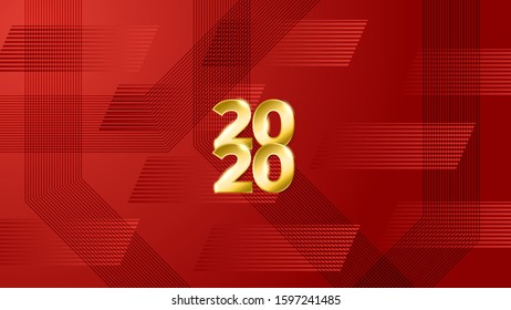 Abstract Red Background Gold 2020 Text Stock Vector (Royalty Free ...