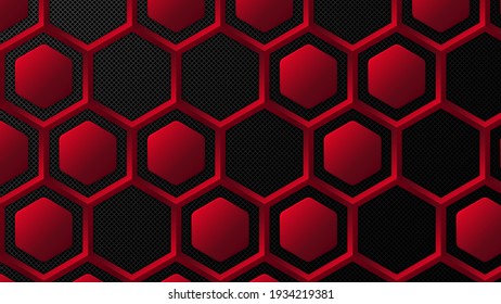 Abstract Red Black Metal Background Hexagons Stock Vector (Royalty Free ...