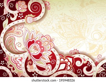 Abstract Red Floral Background Stock Vector (Royalty Free) 195948326 ...