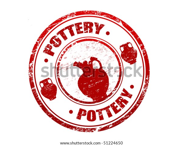 Abstract Red Grunge Rubber Stamp Pottery Stock Vector (Royalty Free ...