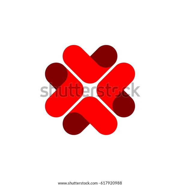 Abstract Red Heart Cross Logo Template Stock Vector (Royalty Free ...