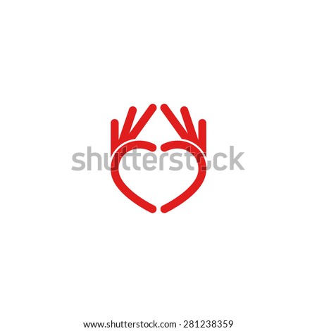 Abstract Red Heart Logo Hands Mockup Stock Vector (Royalty Free ...