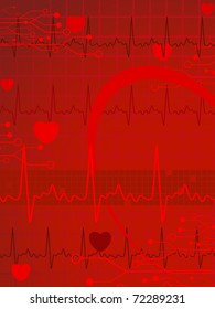 Abstract Red Heartbeat Background Hearts Vector Stock Vector (Royalty ...