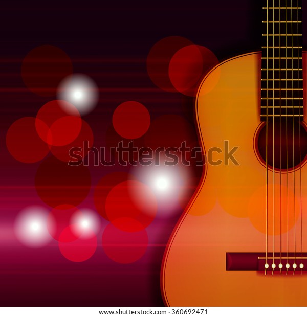 Abstract Red Music Background Acoustic Guitar Stock Vector (Royalty ...