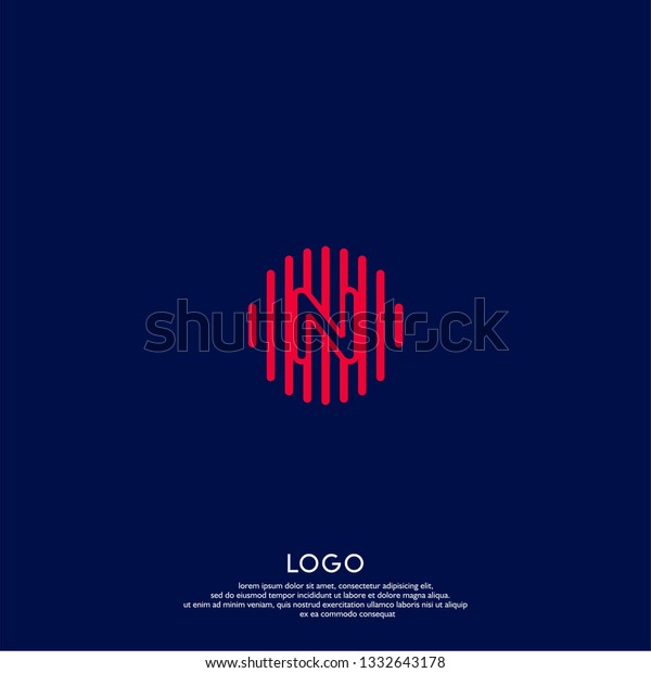 Abstract Red N Logo Letter Circle Stock Vector (Royalty Free ...
