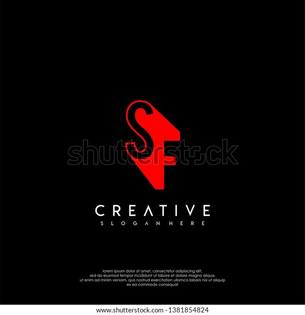 Abstract Red Sf Logo Letter Shadow Stock Vector (Royalty Free ...