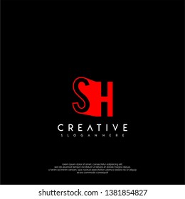 Abstract Red Sh Logo Letter Shadow Stock Vector (Royalty Free ...