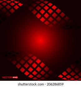Abstract Red Square Waves Black Background Stock Vector (Royalty Free ...