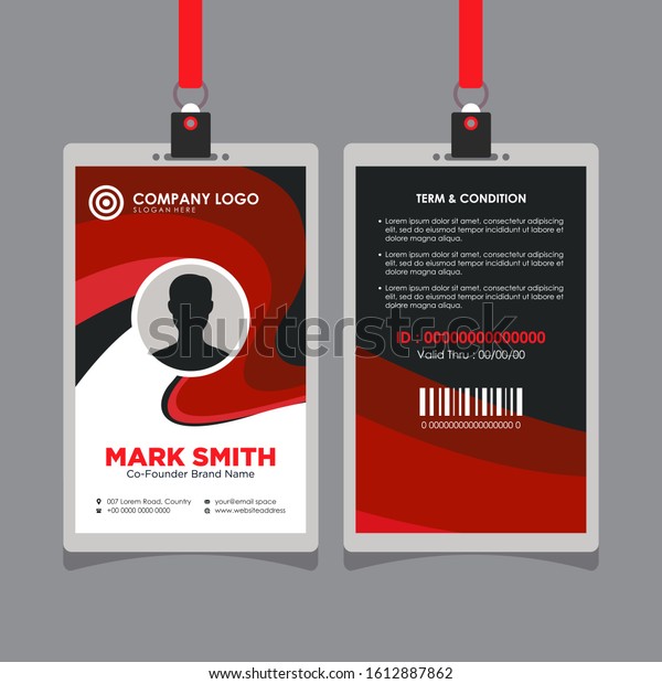 Abstract Red Wave Id Card Design Stock Vector (Royalty Free) 1612887862 ...