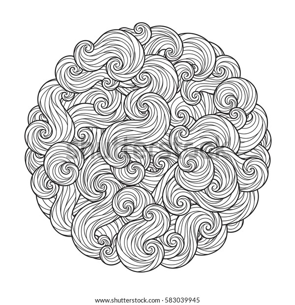 Abstract Round Sea Wave Mandala Curls Stock Vector (Royalty Free) 583039945
