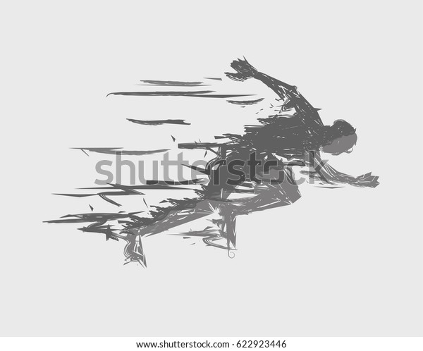 Abstract Running Man On Gray Stock Vector (Royalty Free) 622923446