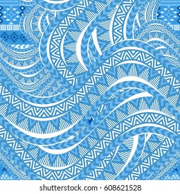 Abstract Sea Waves Background Ethnic Seamless Stock Vector (Royalty ...
