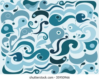 Abstract Sea Waves Vector Illustration Stock Vector (Royalty Free ...
