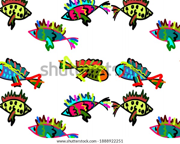 Abstract Seamless Background Fantastic Fish Different Stock Vector ...