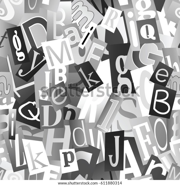 Abstract Seamless Black White Letters Pattern Stok Vektör (Telifsiz ...